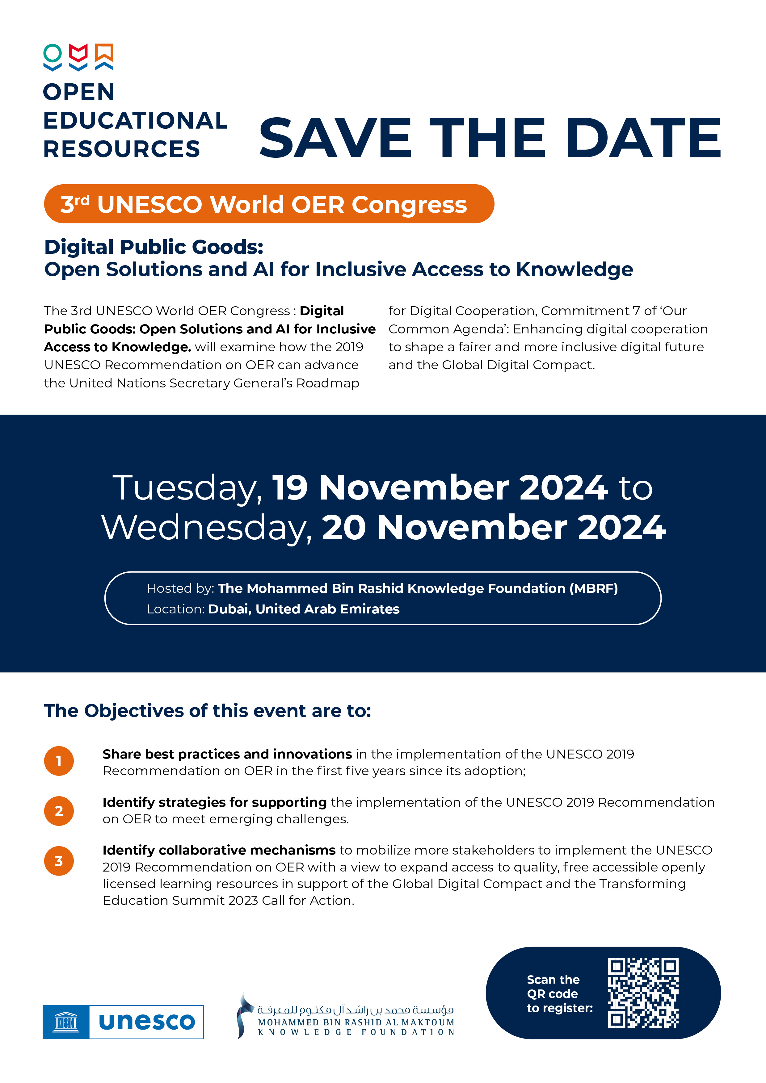 3rd UNESCO World OER Congress Digital Public Goods: Open Solutions and AI for Inclusive Access ...